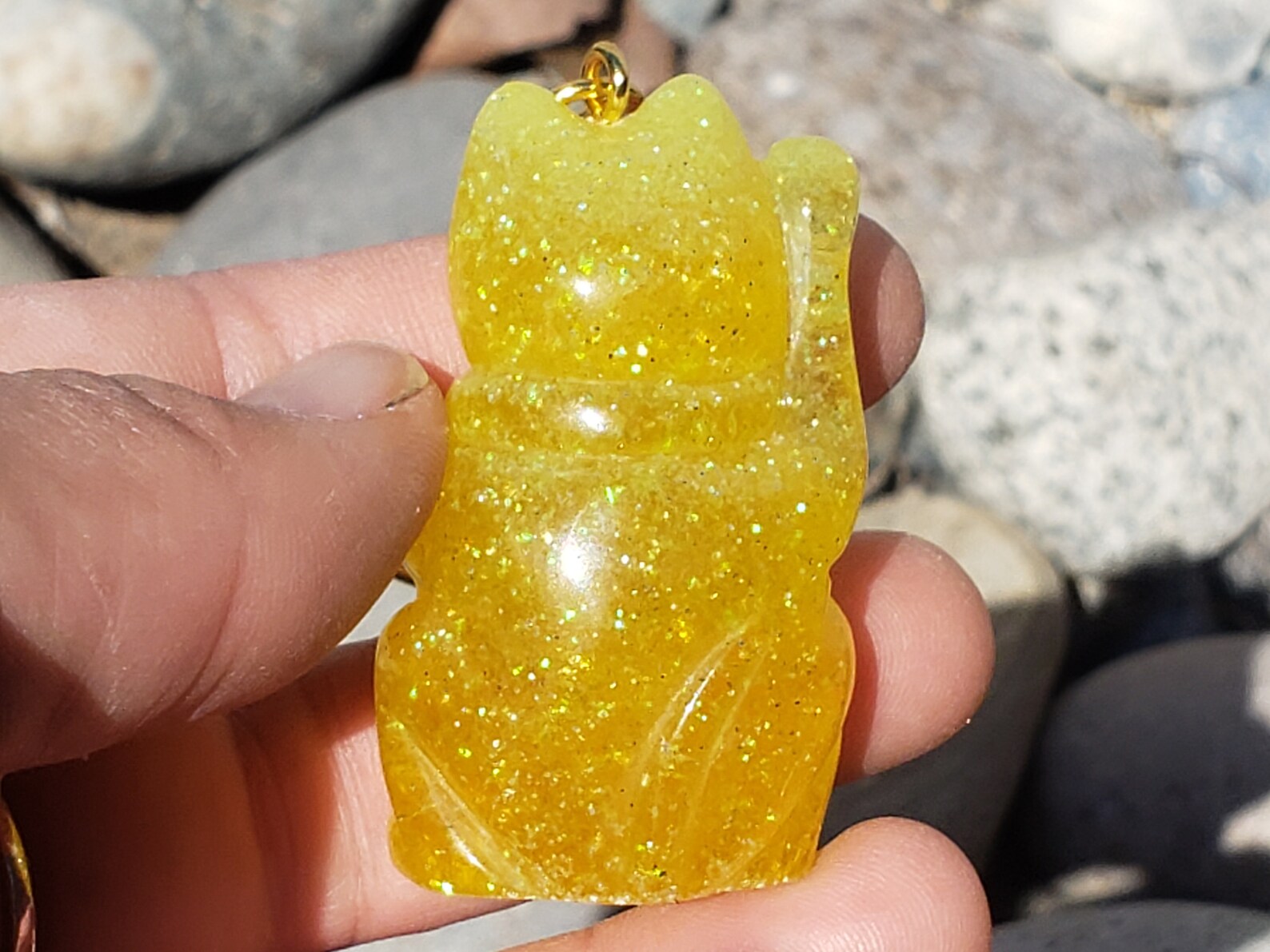 Maneki Neko Lucky Cat Hand Made Resin Kitty Cat Key Chain With - Etsy