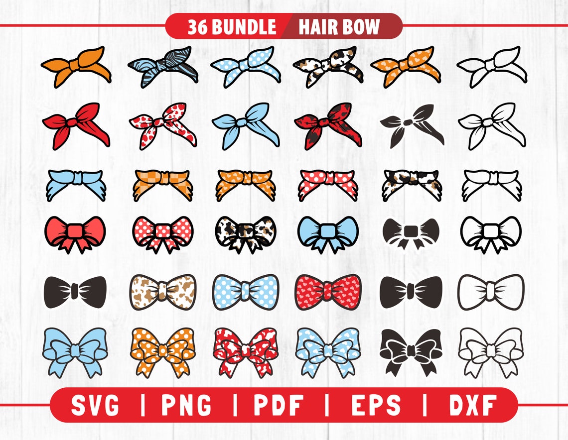 Hair Bow Svg Files Hair Bow Svg Bundle Bow Tie Svg Bundle - Etsy