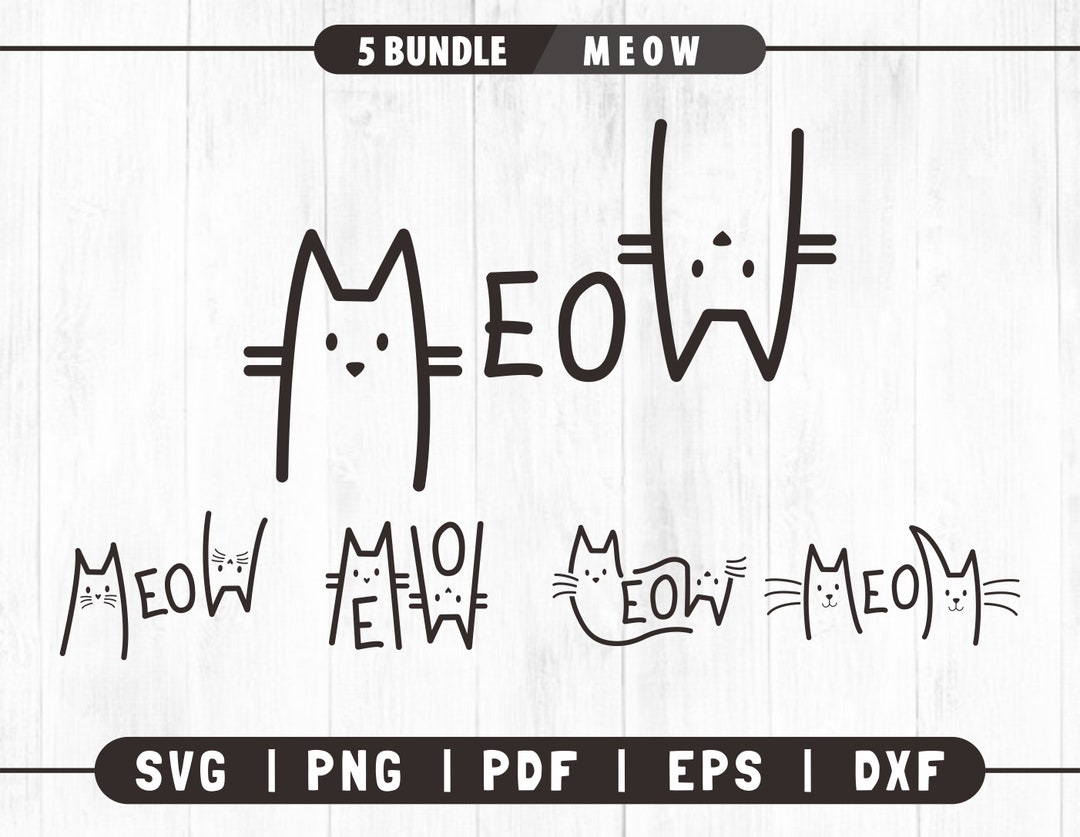 Meow Katze SVG Meow Vektor Cut File Meow T-shirt svg Kitten - Etsy ...