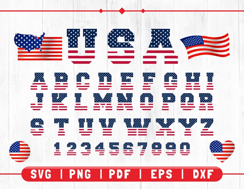 USA FLAG ALPHABET Svg America Font America Alphabet | Etsy