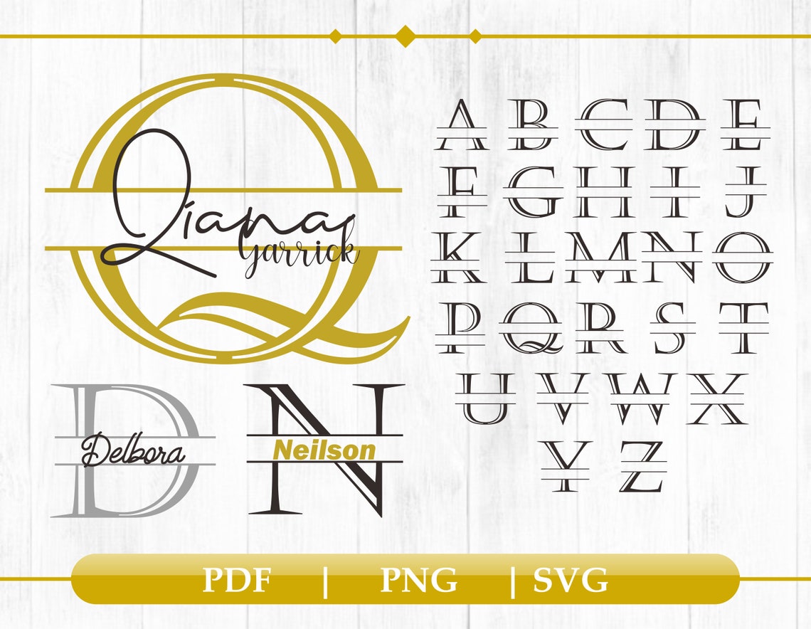 Split Monogram SVG Split Font Svg Split Monogram Frame | Etsy
