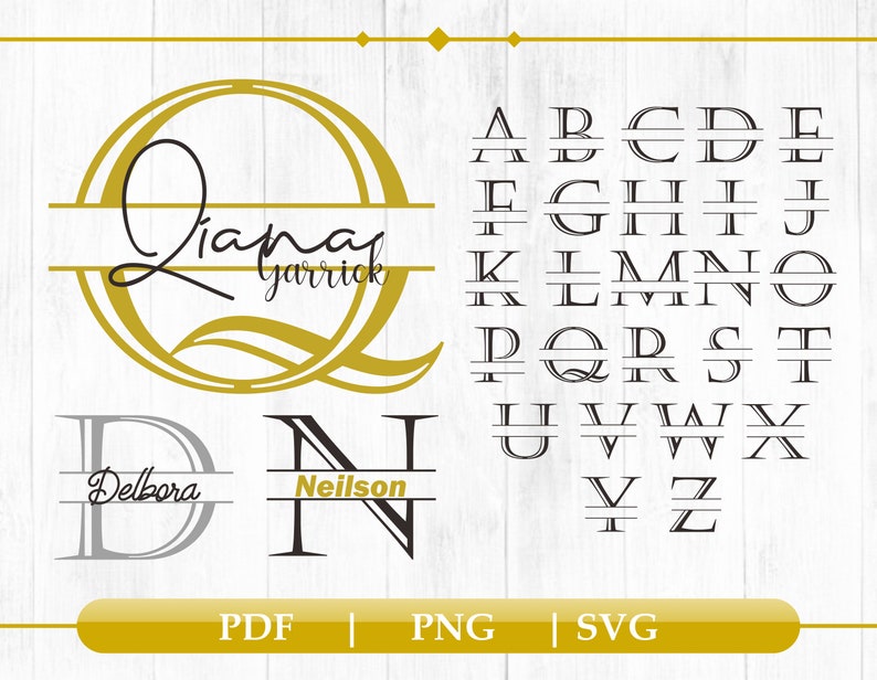 Split Monogram SVG Split Font Svg Split Monogram Frame | Etsy