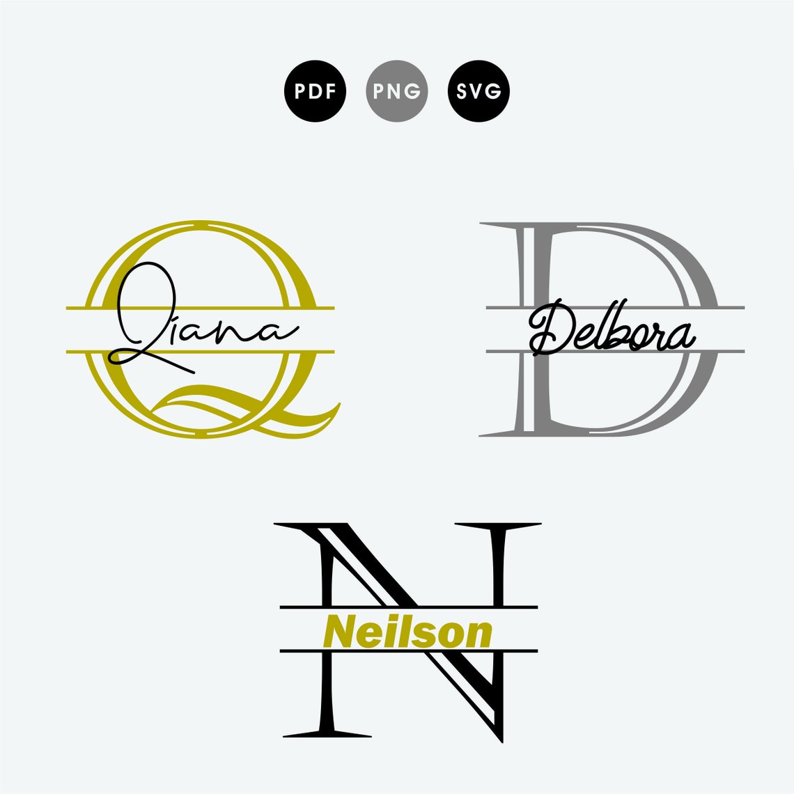 Split Monogram SVG Split Font Svg Split Monogram Frame | Etsy