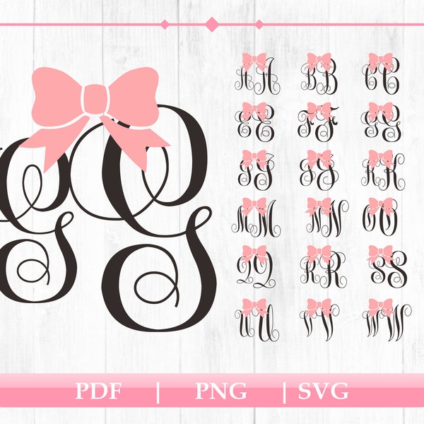 Bow Circle Monogram - Etsy