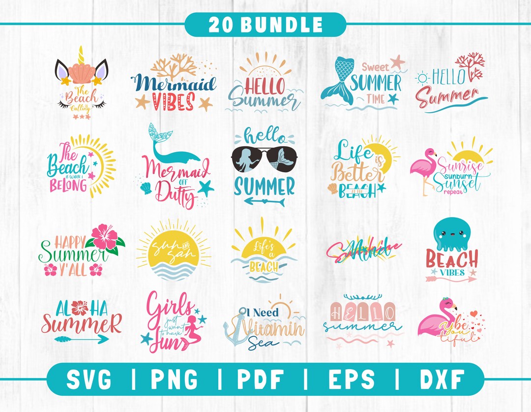 Summer Svg Summer Svg Bundle Summer Cut Files Summertime - Etsy Australia