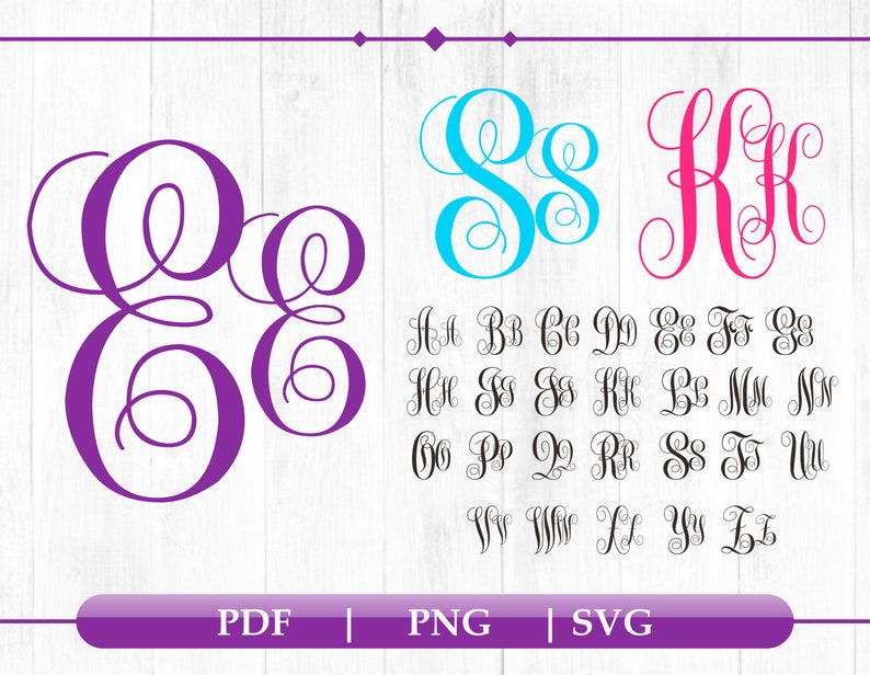 Monogram Svg Monogram PNG Alphabet Fancy Monogram Alphabet - Etsy