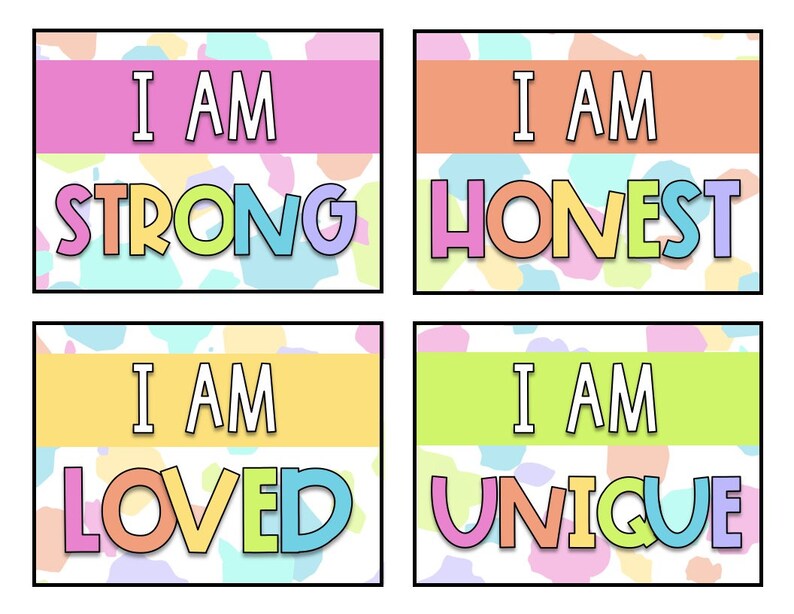 Colorful Affirmation Station Headers and Cards - Etsy
