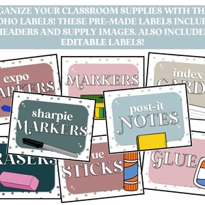 Editable Supply Bin Labels | Classroom Supplies | Boho Bliss - Etsy