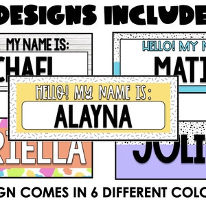Colorful Editable Desk Name Tags / Name Plates - Etsy