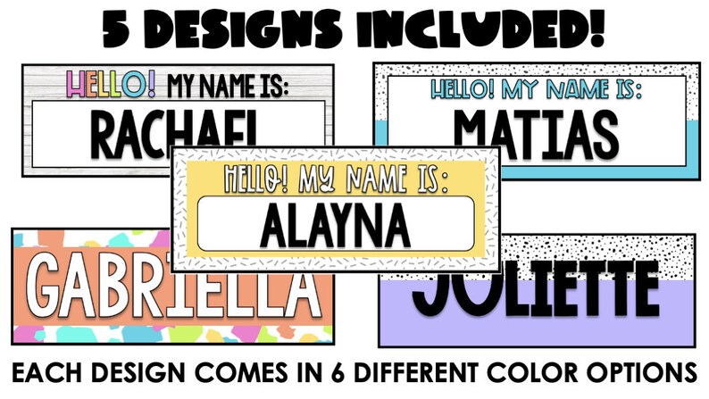 Colorful Editable Desk Name Tags / Name Plates - Etsy