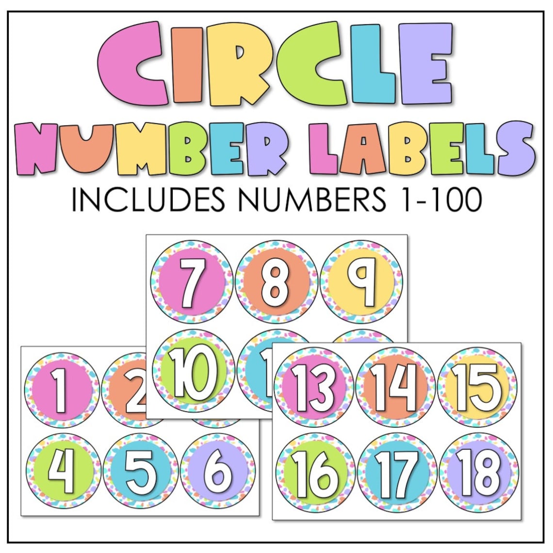 Colorful Circle Number Labels | 1-100 - Etsy