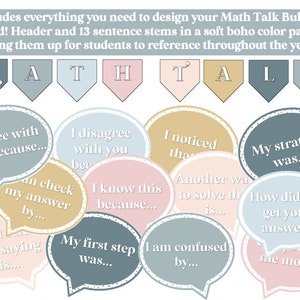 Soft Boho Math Talk Posters | Sentence Stems | Number Talks - Etsy