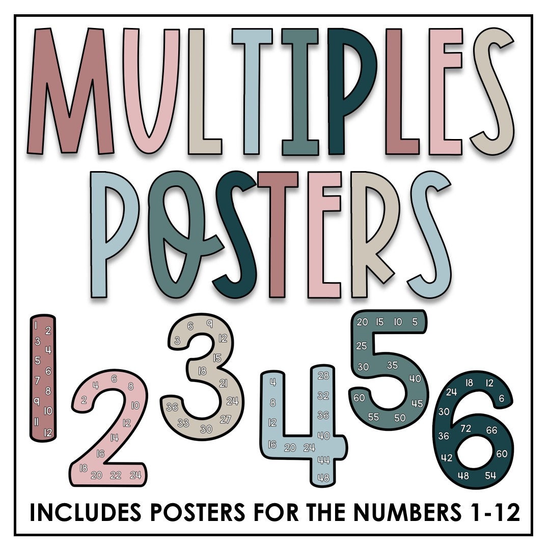 BOHO Numbers Posters | Multiples | Skip Counting | Numbers 1-12 - Etsy