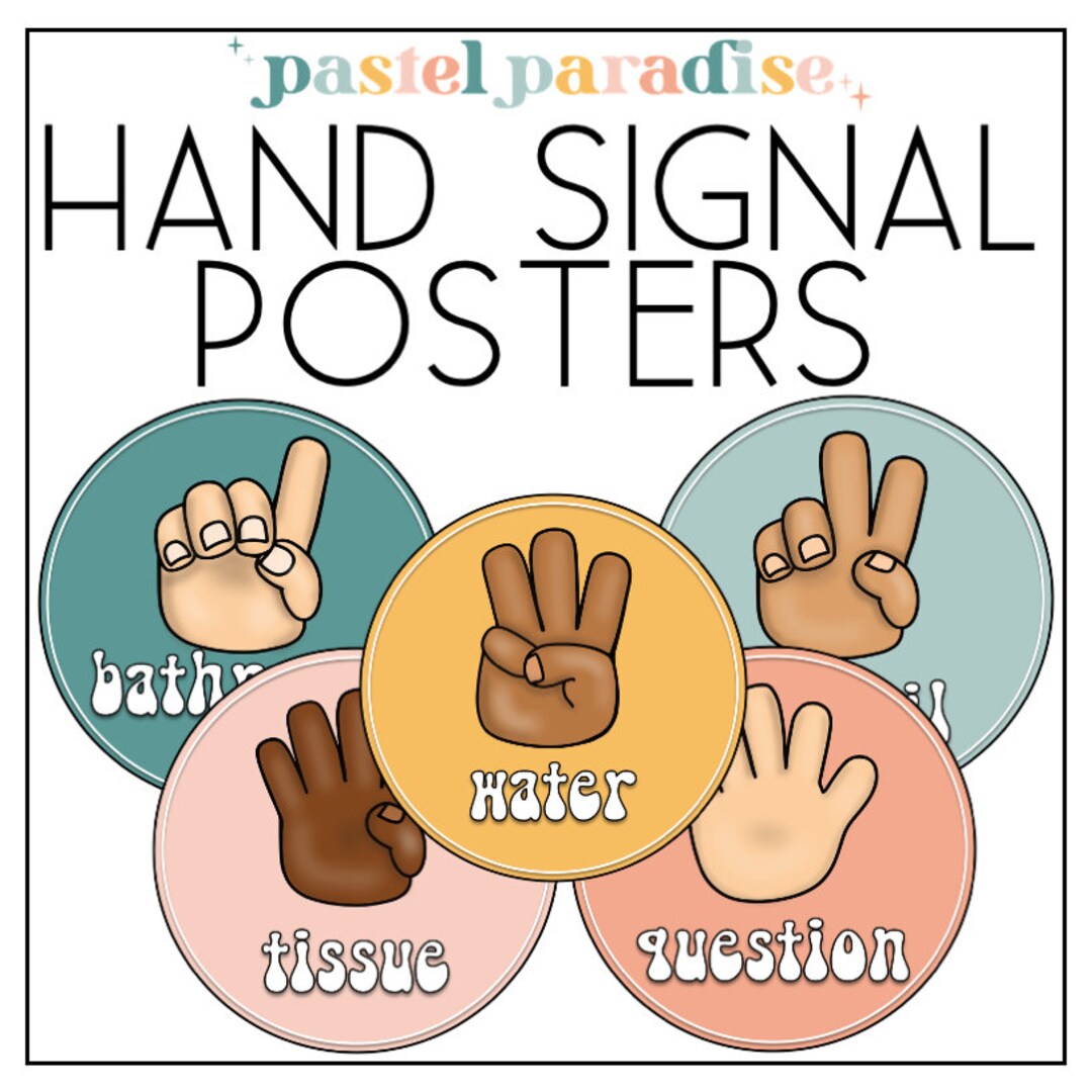 Pastel Paradise Hand Signal Posters | Editable - Etsy