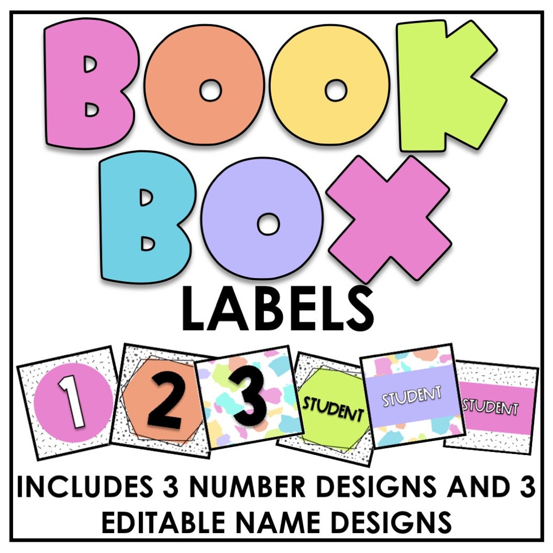 Colorful Student Book Box Labels - Etsy