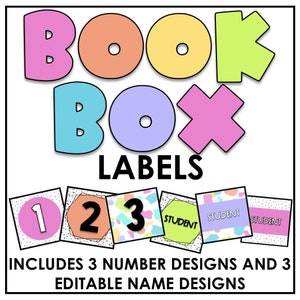 Colorful Student Book Box Labels - Etsy