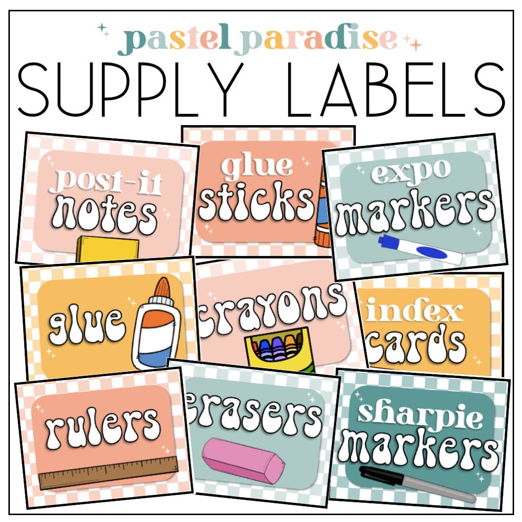 Editable Supply Bin Labels | Classroom Supplies | Pastel Paradise - Etsy