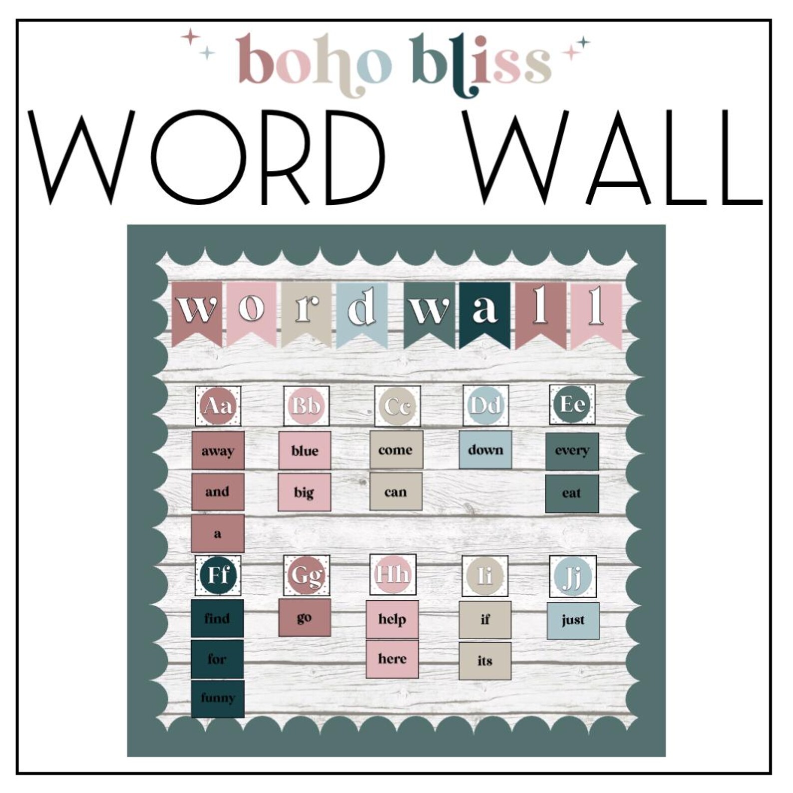 Editable Word Wall | Dolch Sight Words | Sight Words | Boho Bliss - Etsy