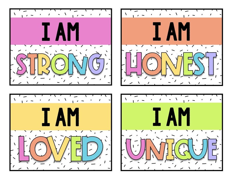 Colorful Affirmation Station Headers and Cards - Etsy