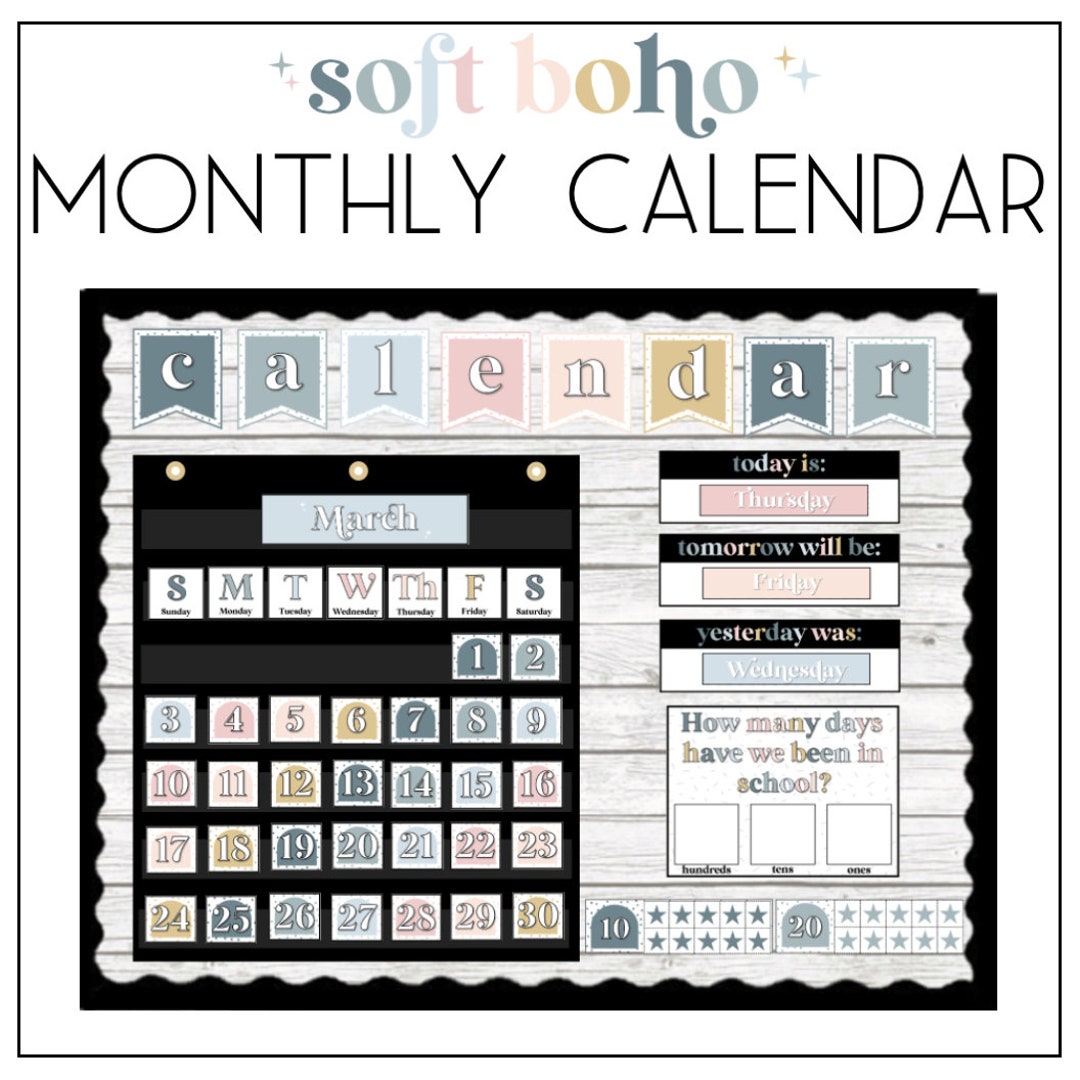 Monthly Calendar Cards | Soft Boho - Etsy