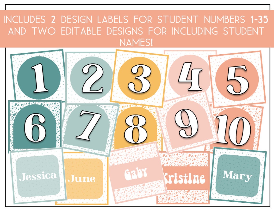 Editable Student Book Box Labels | 1-35 | Pastel Paradise - Etsy