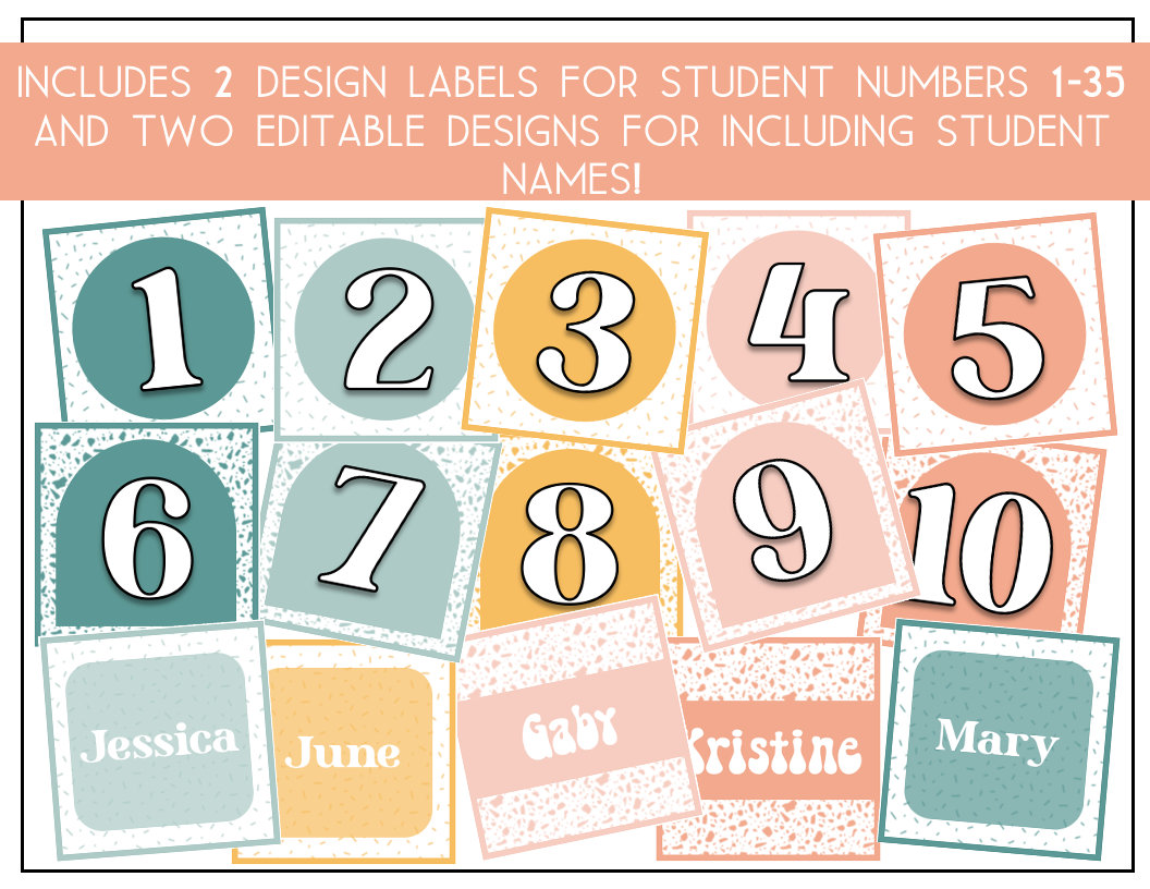Editable Student Book Box Labels | 1-35 | Pastel Paradise - Etsy