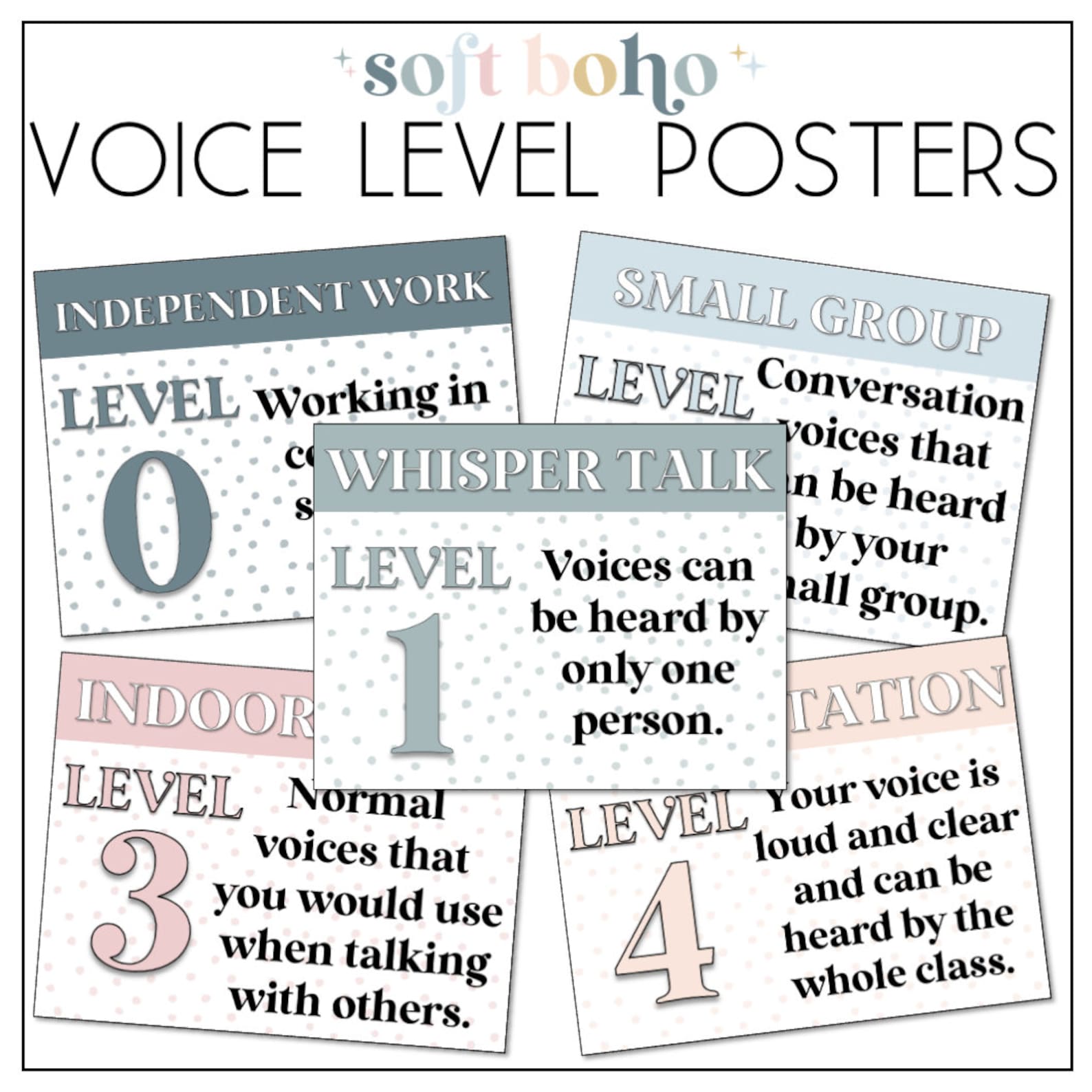 Voice Level Posters | Soft Boho - Etsy