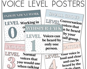 Classroom Voice Level Posters and Chart | EDITABLE Signs Soft Boho Chic ...