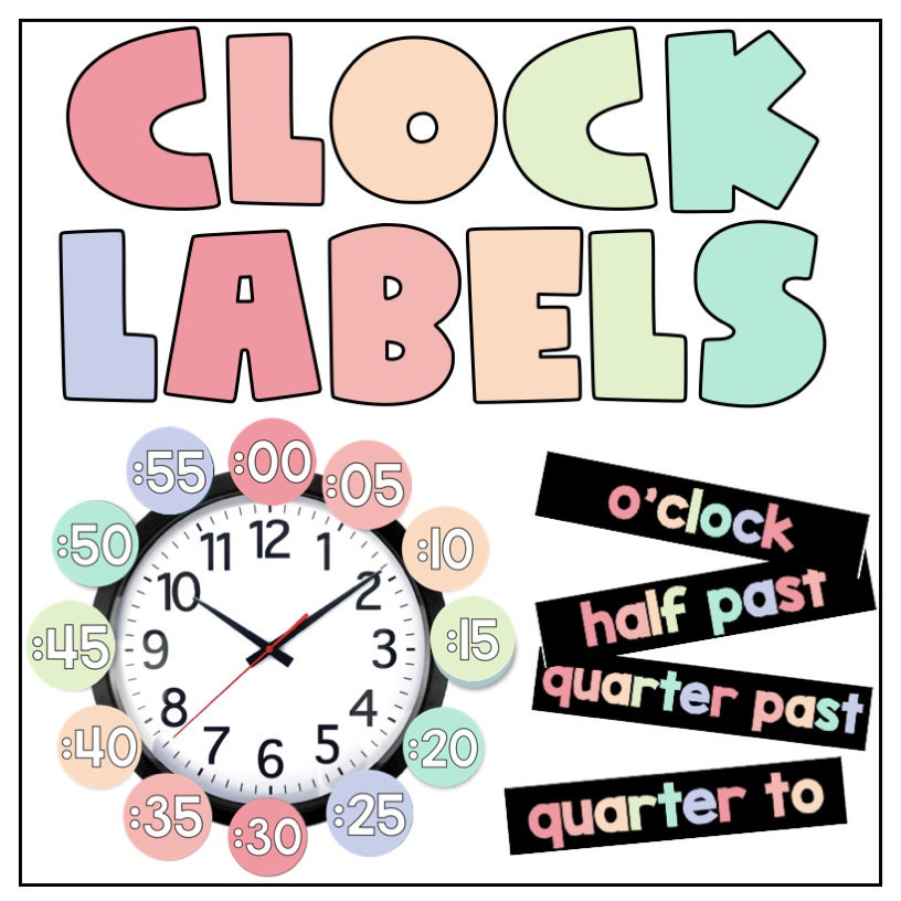 Bright Pastel Clock Labels - Etsy