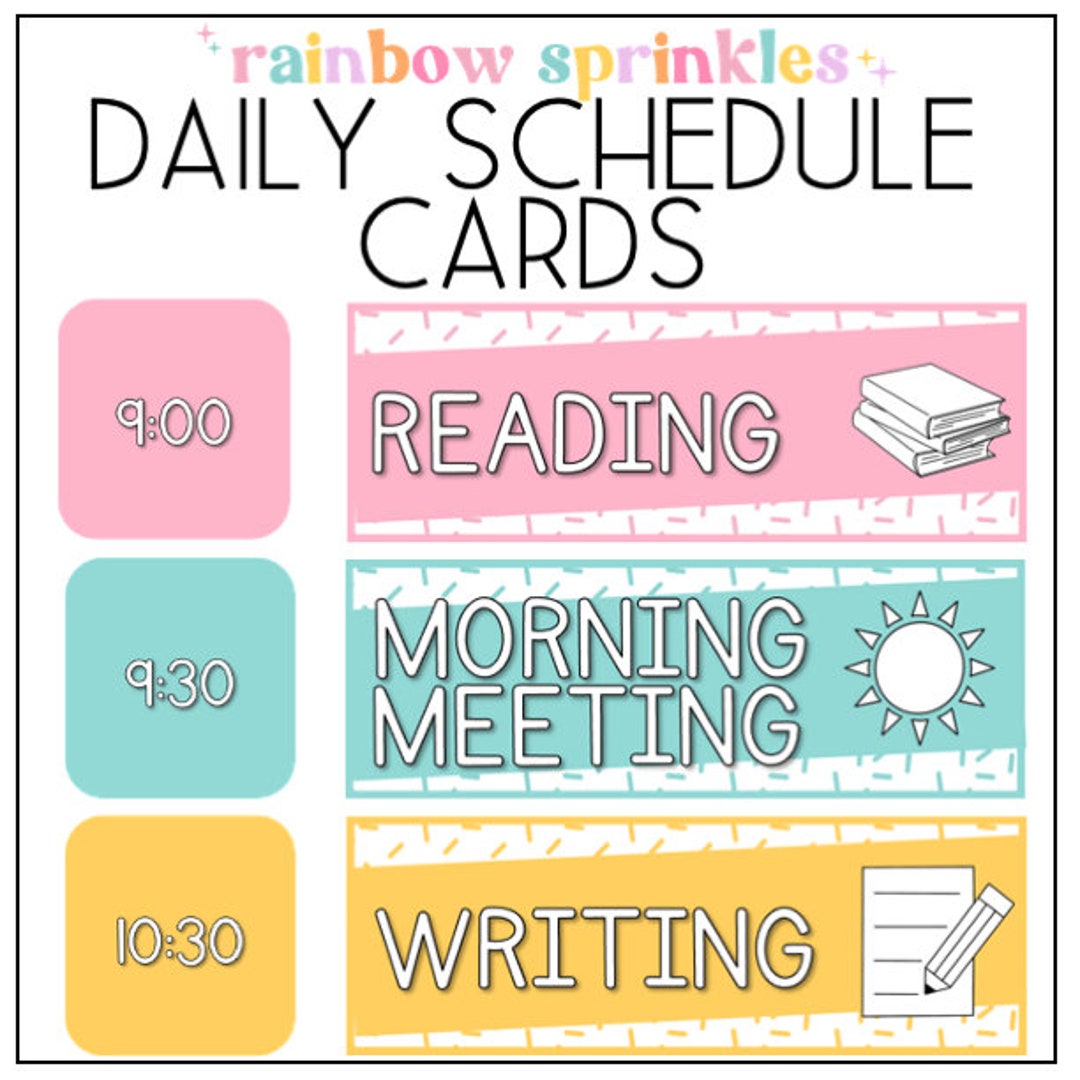 Editable Daily Classroom Schedule | Daily Agenda | Rainbow Sprinkles - Etsy