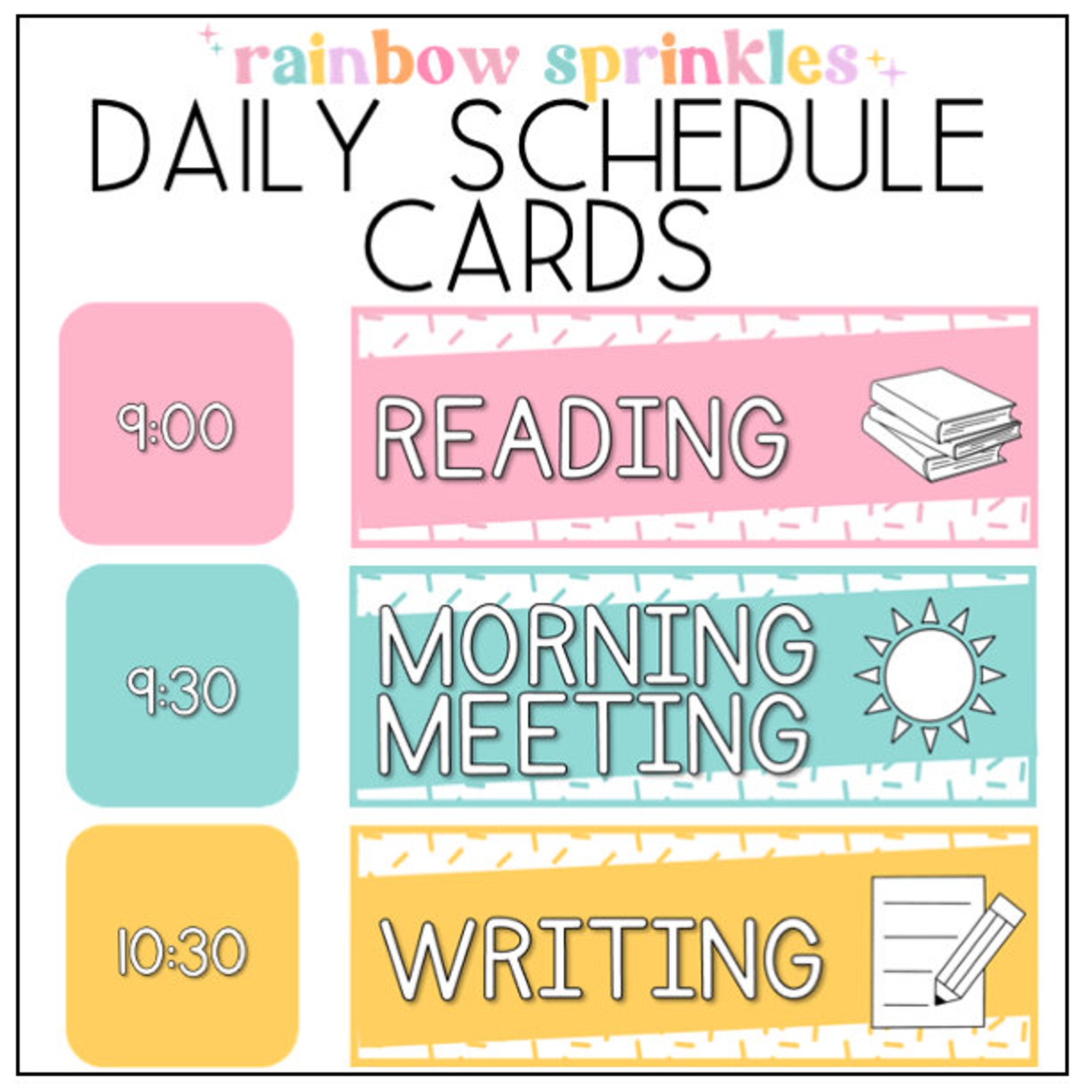 Editable Daily Classroom Schedule | Daily Agenda | Rainbow Sprinkles - Etsy
