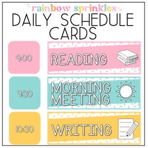Editable Daily Classroom Schedule | Daily Agenda | Rainbow Sprinkles - Etsy