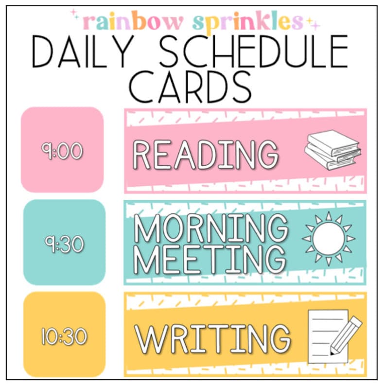 Editable Daily Classroom Schedule | Daily Agenda | Rainbow Sprinkles - Etsy