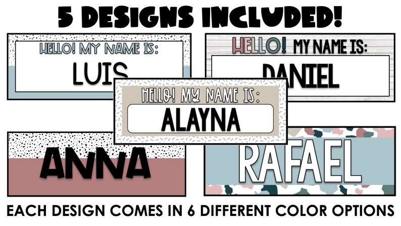 BOHO Editable Desk Name Tags / Name Plates | Target Adhesive Pocket - Etsy