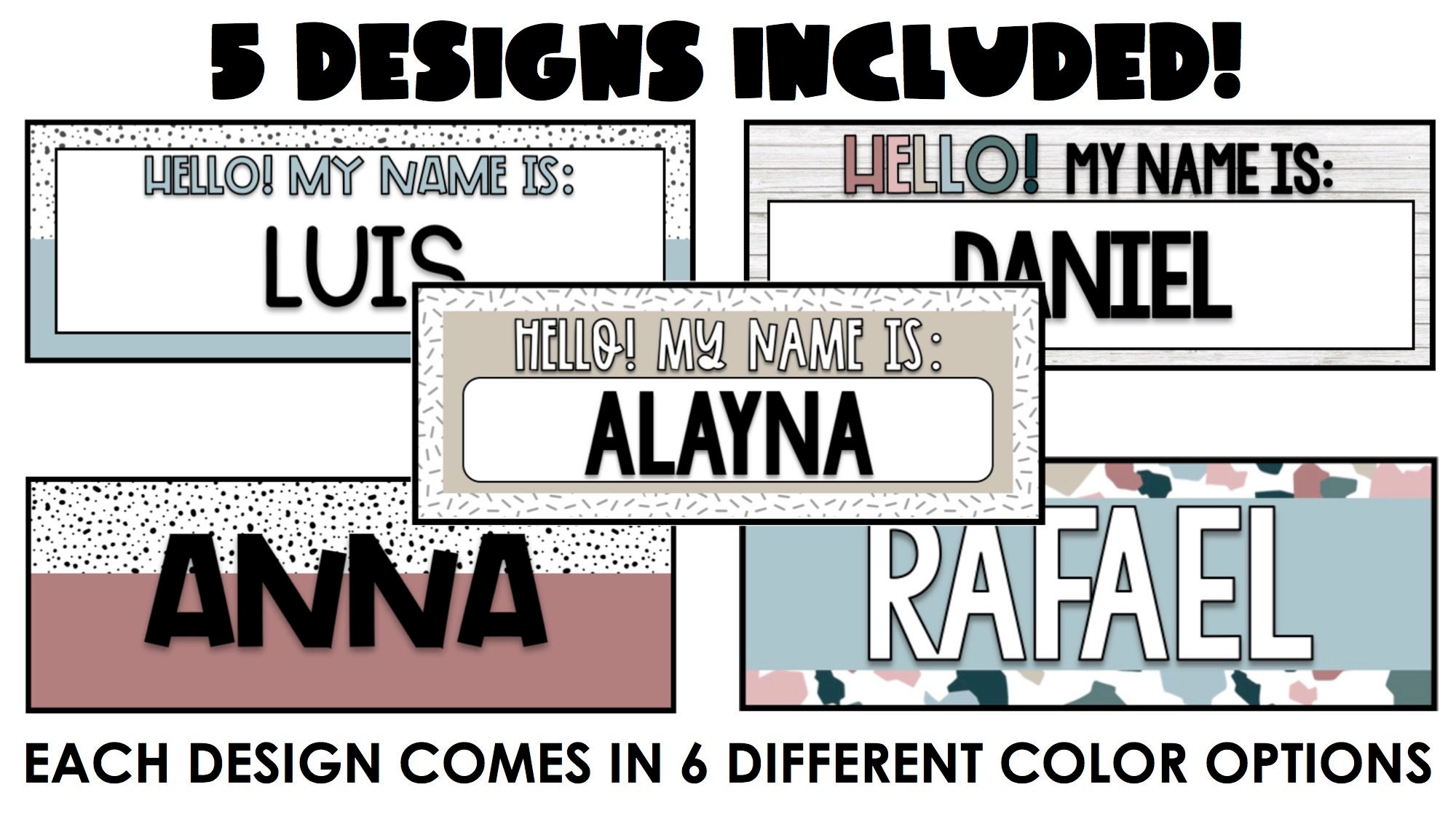 BOHO Editable Desk Name Tags / Name Plates | Target Adhesive Pocket - Etsy