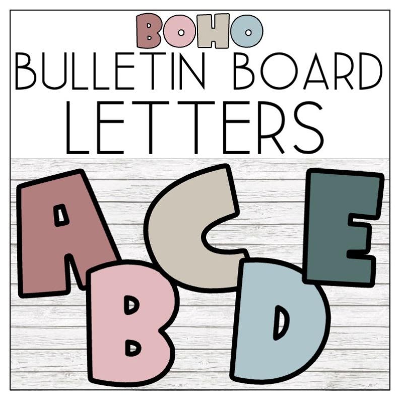 Boho Bulletin Board Letters | Classroom Decor | Printable Letters - Etsy