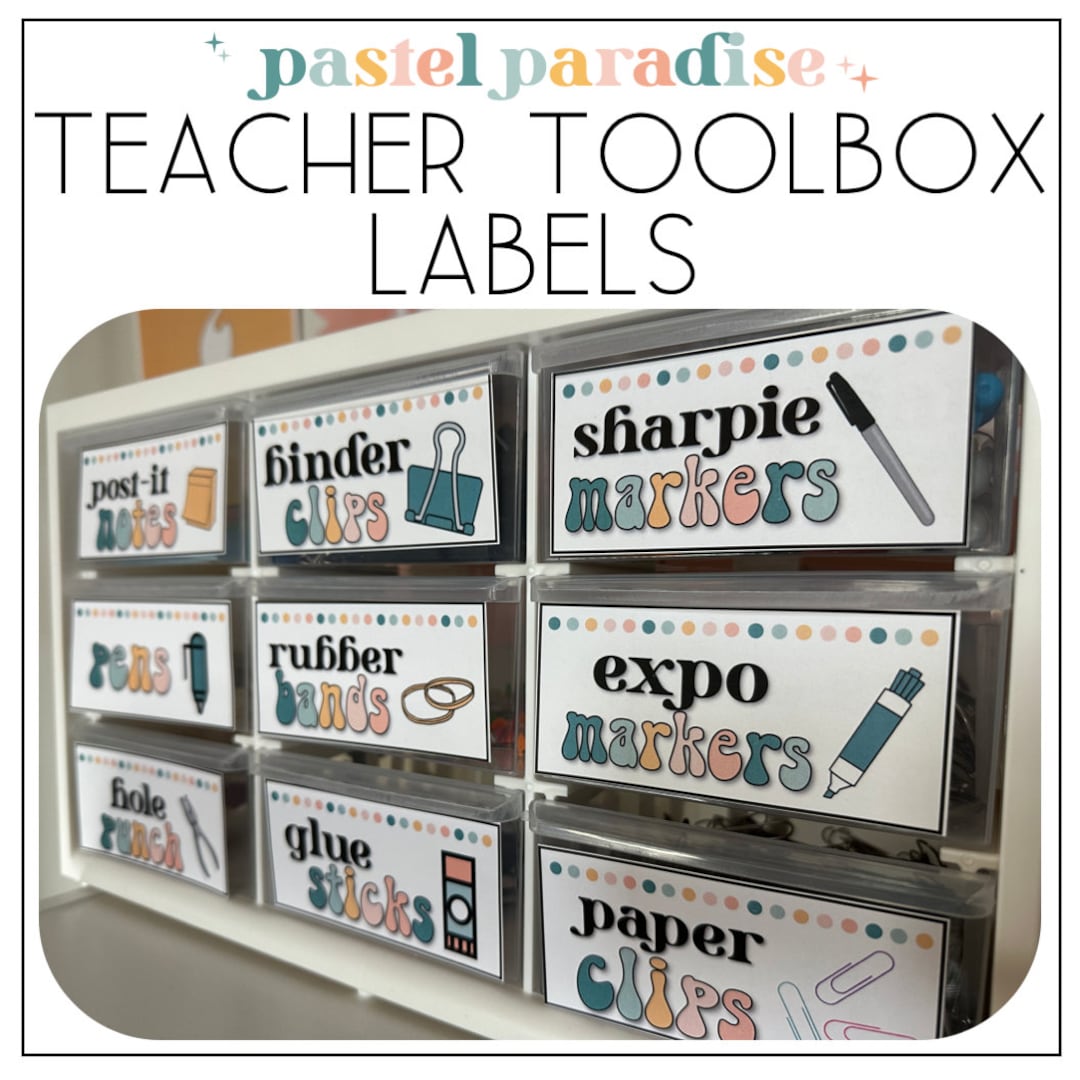 Editable Pastel Teacher Toolbox Labels | Pastel Paradise - Etsy
