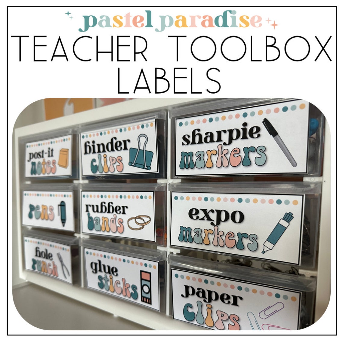 Editable Pastel Teacher Toolbox Labels | Pastel Paradise - Etsy