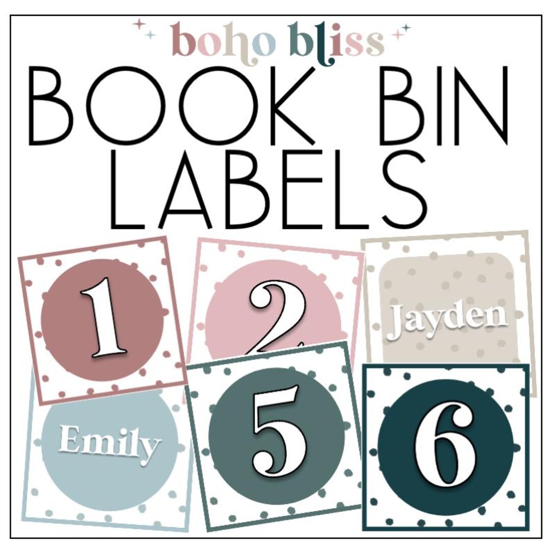 Editable Student Book Box Labels | 1-35 | Boho Bliss - Etsy