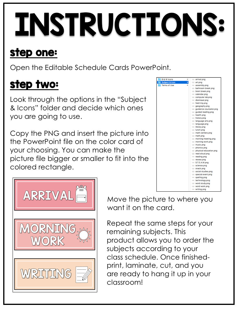 Editable Bright Pastel Schedule Cards | Daily Schedule and Clocks - Etsy
