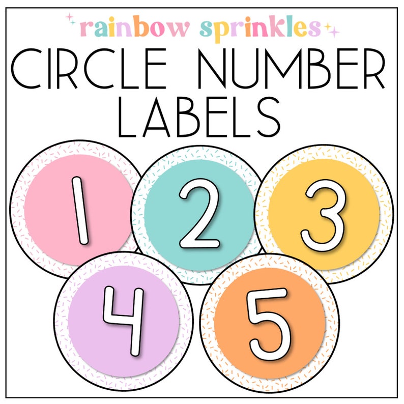 Rainbow Sprinkles Circle Number Labels | 1-100 - Etsy
