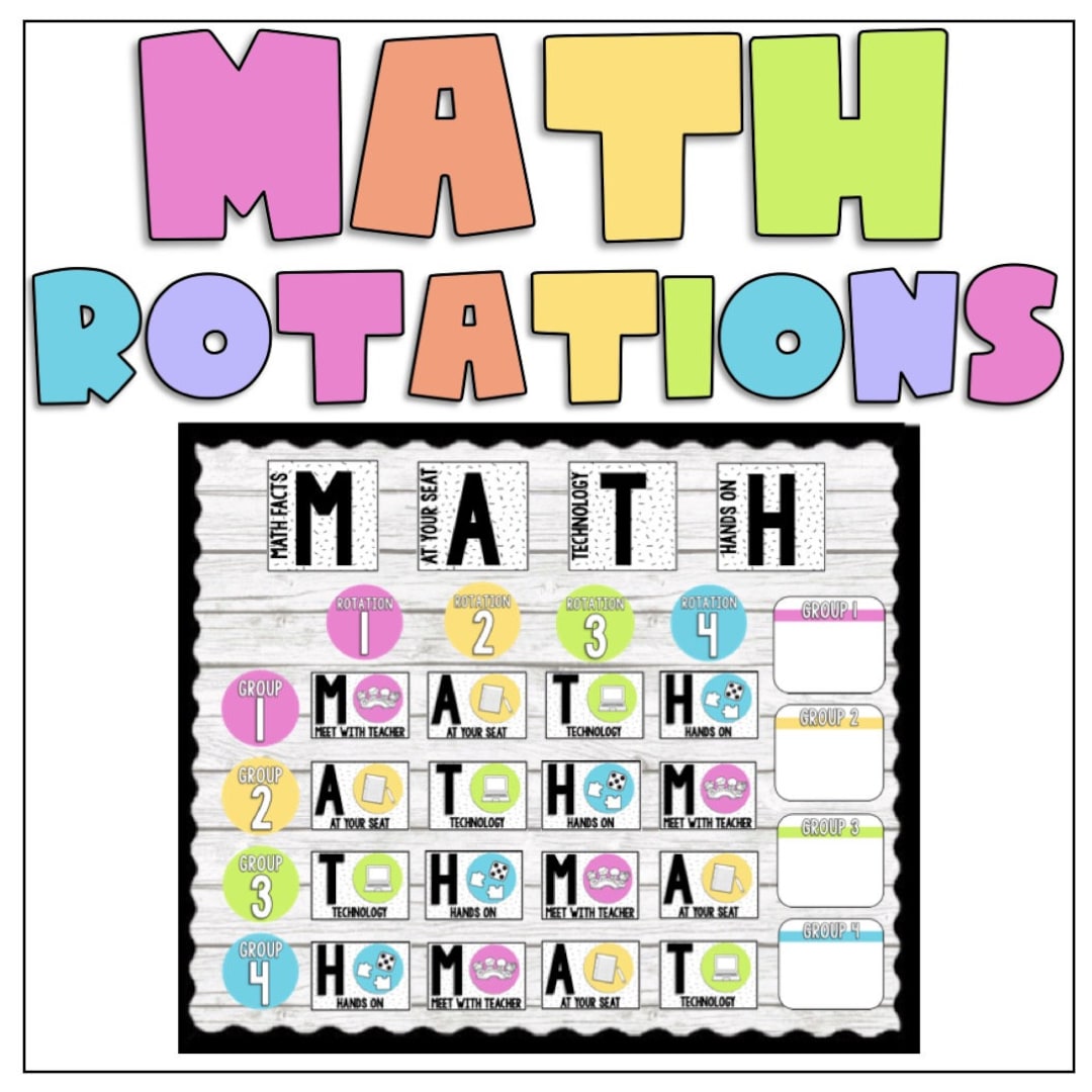 Colorful Math Workshop Rotation Board | Editable | Math Centers - Etsy