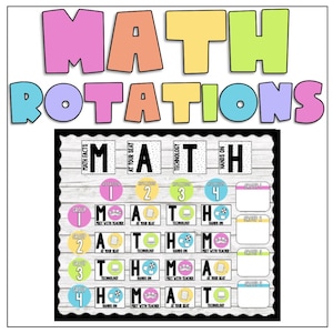 Colorful Math Workshop Rotation Board | Editable | Math Centers - Etsy