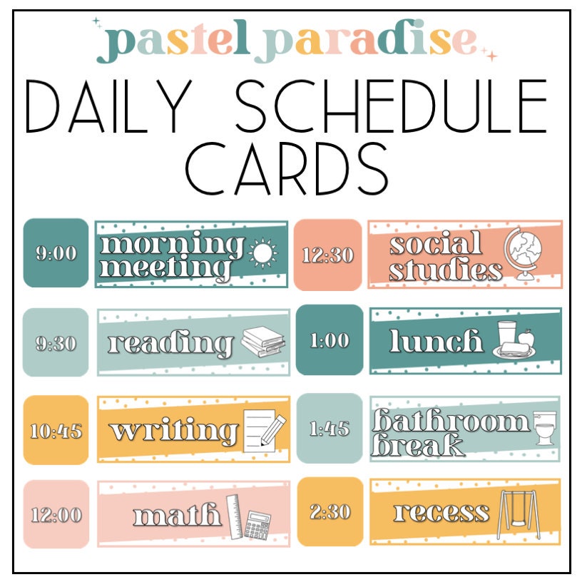 Editable Daily Classroom Schedule | Daily Agenda | Pastel Paradise - Etsy