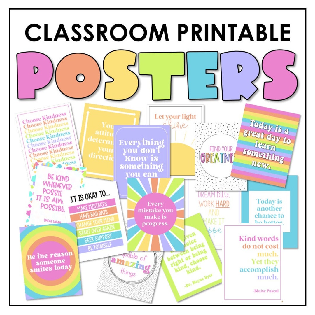 Classroom Printable Posters | Colorful Posters | Classroom Quotes - Etsy