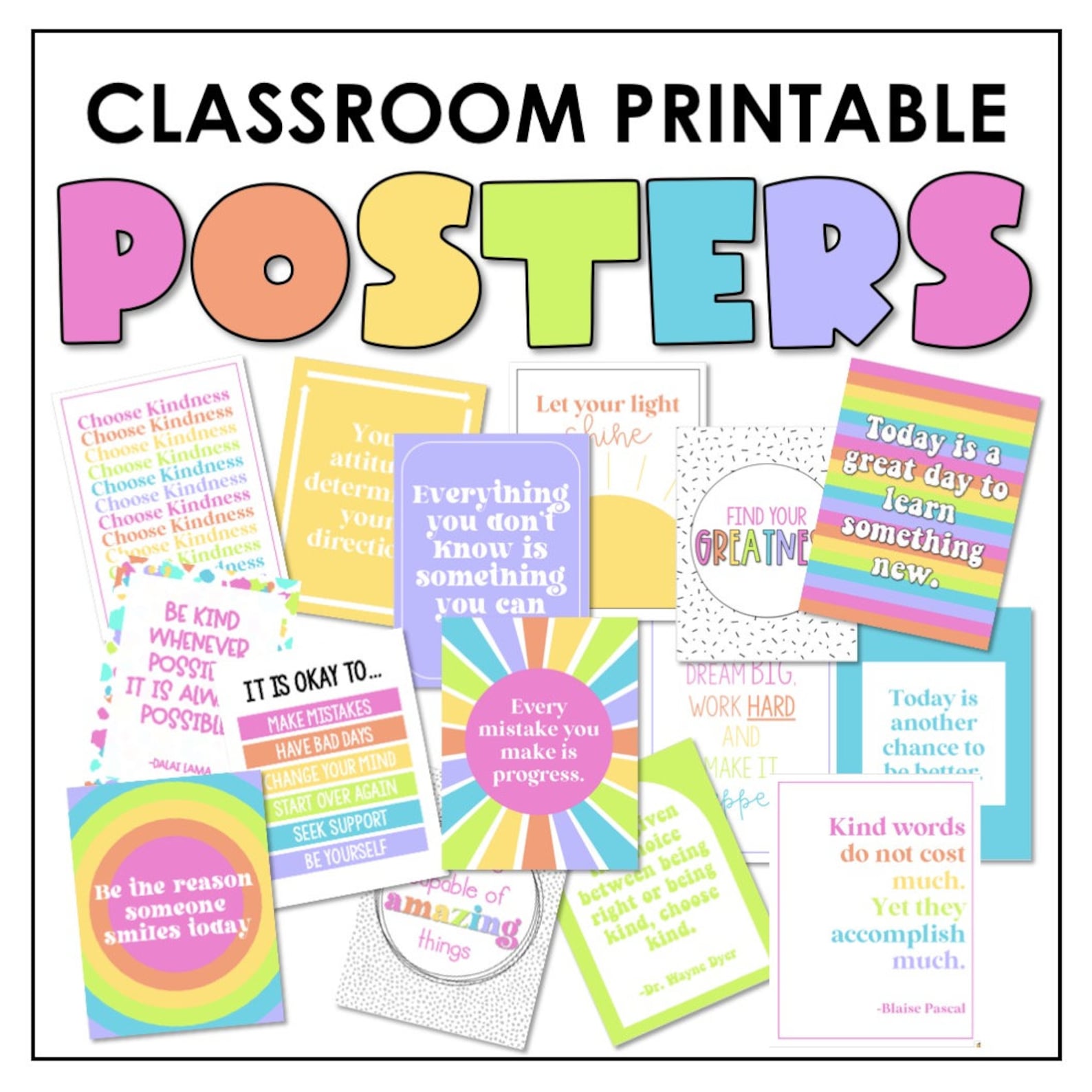 Classroom Printable Posters | Colorful Posters | Classroom Quotes - Etsy
