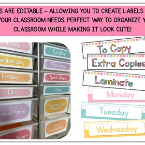 Editable Rolling Cart Labels | Sterilite 3 Drawer Labels | Rainbow ...