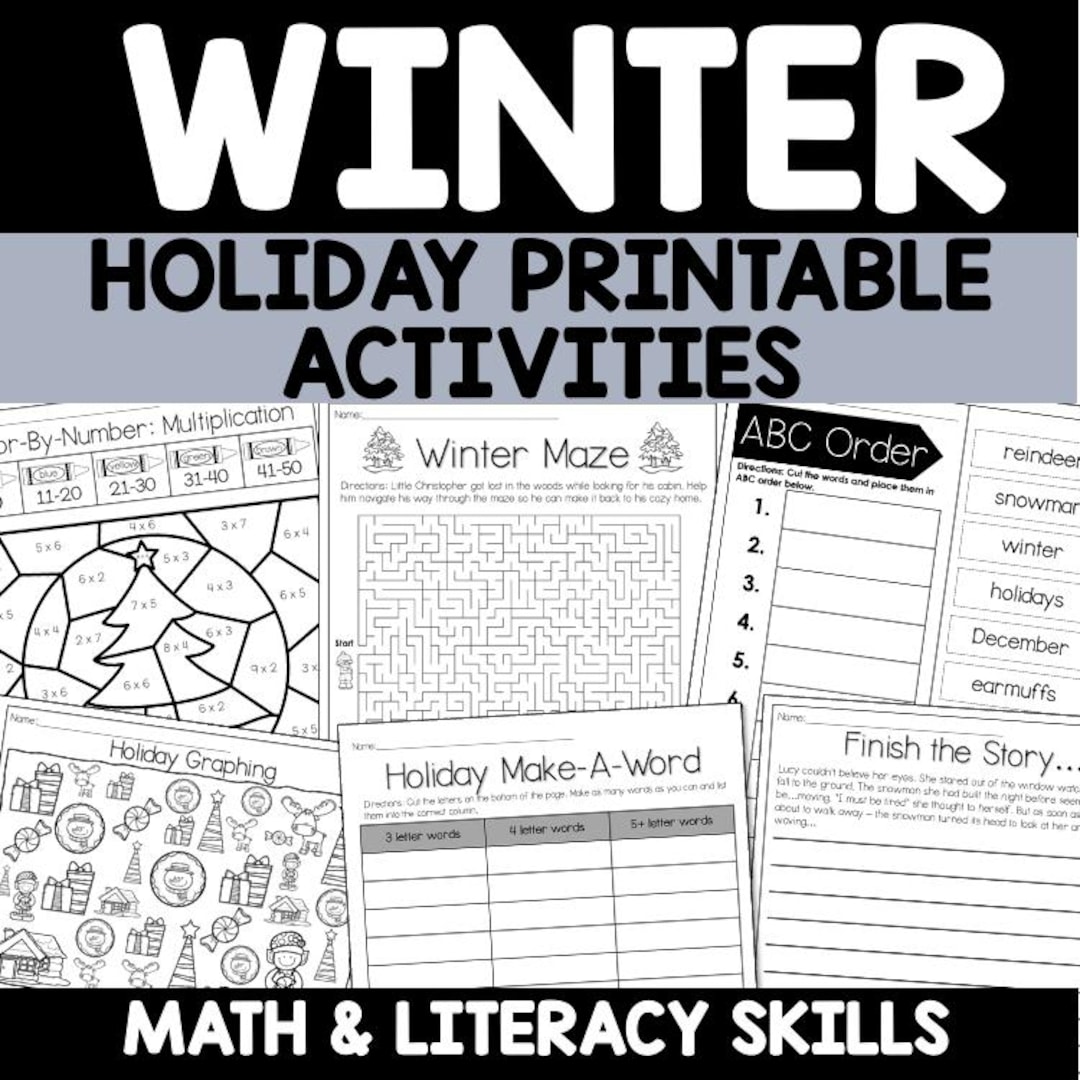 Winter Holiday Activity Pack | Low-prep Printables for Elementary ...
