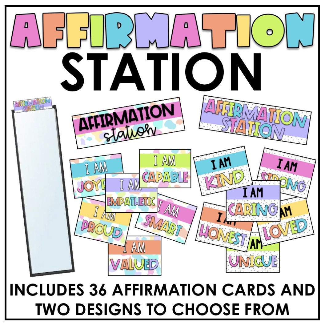 Colorful Affirmation Station Headers and Cards - Etsy