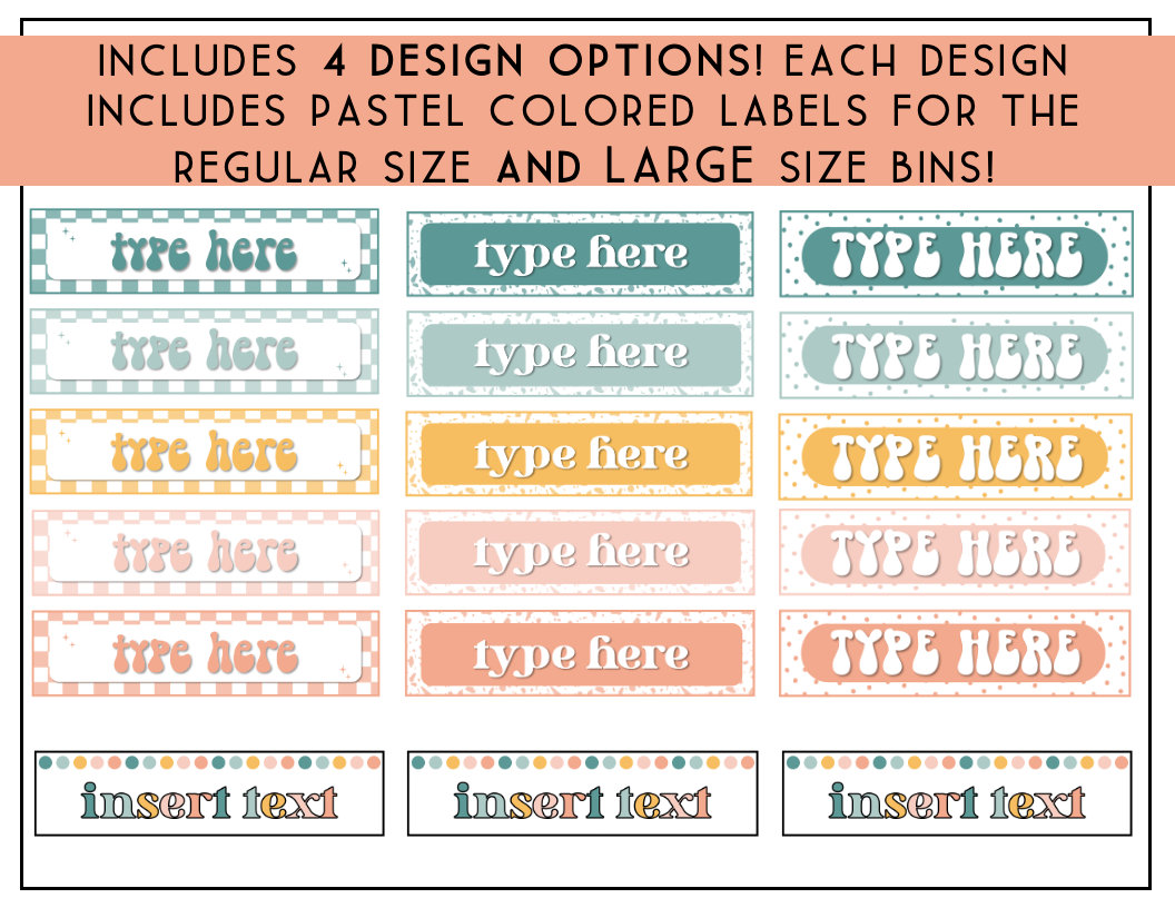 Editable Rolling Cart Labels | Sterilite 3 Drawer Labels | Pastel ...